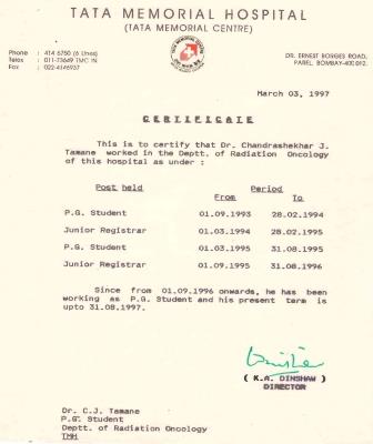 Getwel Cancer Clinic | Certificate